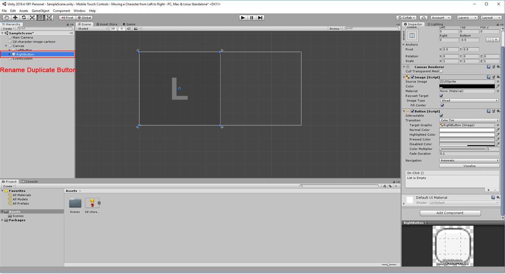Mobile Touch Controls - Moving A Character From Left To Right Using C# Scripts In Unity